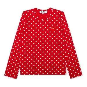 Play Comme Des Garcon Polka Dot Long Sleeve Tee - Red