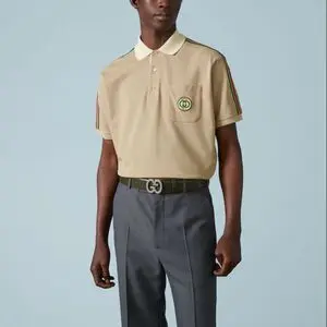Gucci Stretch Cotton Piquet Polo Shirt - Beige