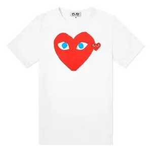 Play Comme Des Garcon Blue Eyes Logo Tee - White