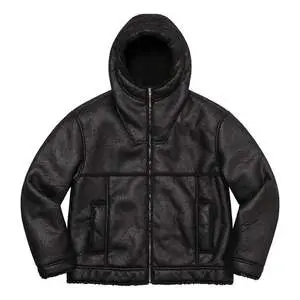 Supreme Faux Shearling Hooded Jacket - Black