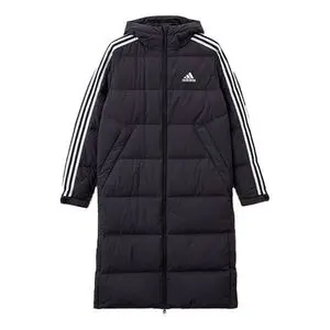 Adidas Long Down Puffer Jacket With Hood - Black