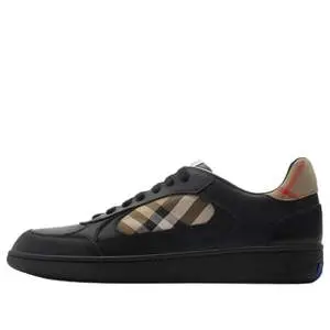 Burberry 26 Leather And Check Terrace Sneakers - Black/sand