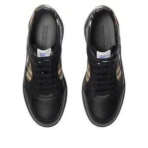 Burberry 26 Leather And Check Terrace Sneakers - Black/sand