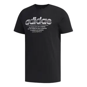 Adidas Solid Color Round Neck Short Sleeve Pattern - Black
