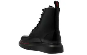 Alexander McQueen Glossed-leather Platform Ankle Boots - Black/red