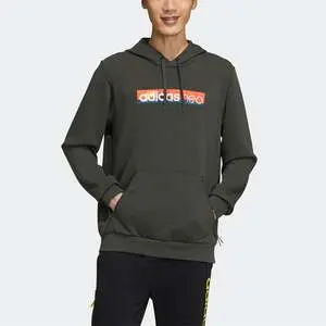Adidas Neo Multi-color Printing Logo Casual Hooded Pullover - Dark Brown