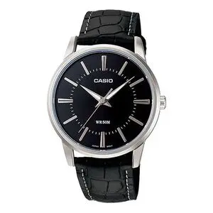 Casio Analog Leather Watch - Black