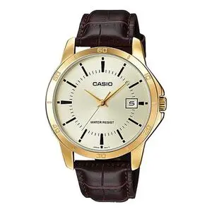 Casio Dress Series Analog Quartz Watch With Leather Strap - Red
