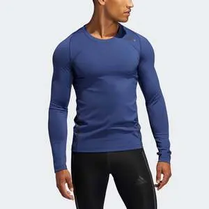 Adidas Ask2 Prm Tee Ls Training Sports Slim Fit Round Neck Long Sleeves Indigo T-shirt