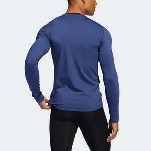 Adidas Ask2 Prm Tee Ls Training Sports Slim Fit Round Neck Long Sleeves Indigo T-shirt