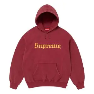 Supreme Washed Old English Hooded Sweatshirt - Cardinal