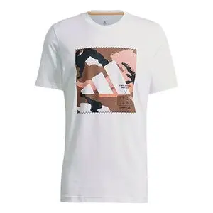 Adidas Camo Bos Tee M Printing Color Block Casual Sports Short Sleeve - White
