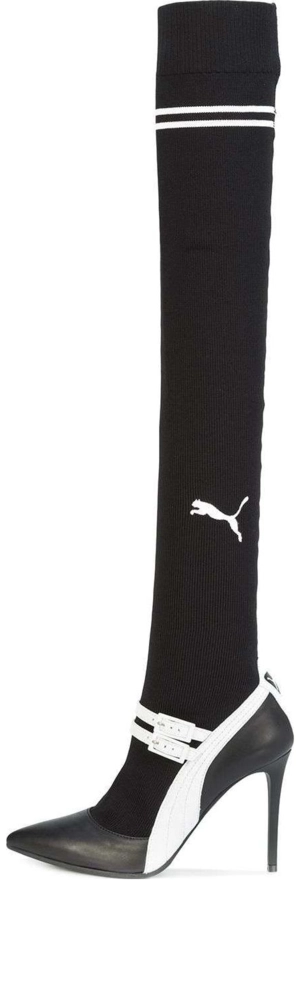 PUMA X Fenty Knitted Mary Jane High Heel Boots - Black