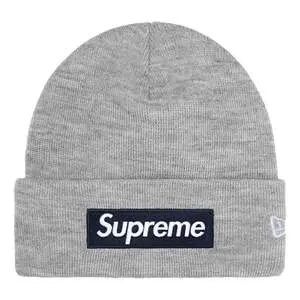 Supreme Fw25 New Era Bo Logo Beanie - Heather Grey