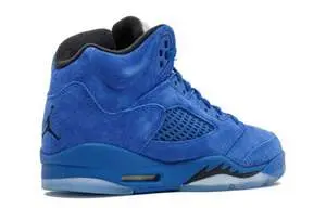 JORDAN Air 5 Retro Suede High Top Sneakers - Blue