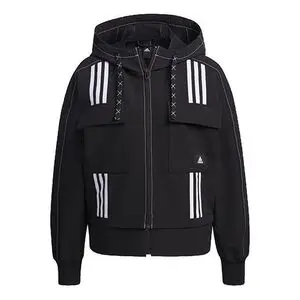 Adidas Hooded Zip-up Jacket With Sporty Stripes - Default Color