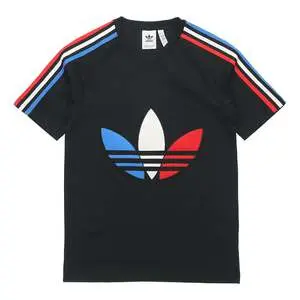 Adidas Originals Tricol Logo Printed Crew Neck Short Sleeve - Black