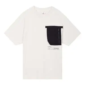 JORDAN 23 Engineered Contrasting Colors Pocket Round Neck Casual Short Sleeve Phantom White Gray T-shirt