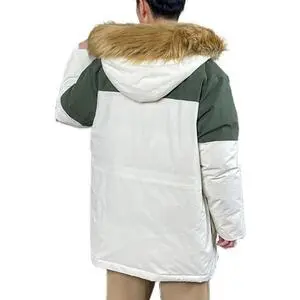 NEW BALANCE Hooded Down Jacket - White/black/brown