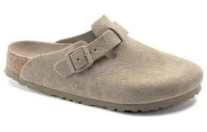 BIRKENSTOCK Boston Soft Footbed Suede Clogs - Faded Khaki