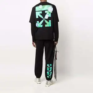 Off-White Fw21 Arrow Pattern Sports Pants/trousers/joggers Black - Black/multicolor