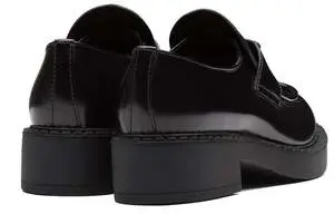 Prada Brushed Leather Loafers - Black