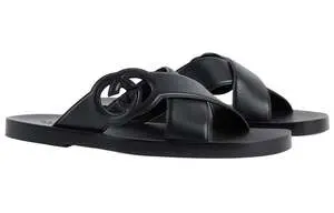 Gucci Interlocking G Slide Sandals - Black