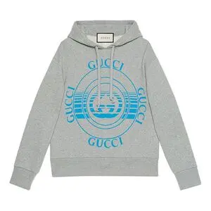 Gucci Oversize Hoodie With Record Print - Grey