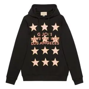 Gucci Logo Love Parade Cotton Hoodie - Black
