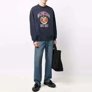 Balenciaga Est. 1917 College Logo Crewneck Sweatshirt - Navy