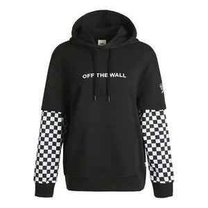 VANS Logo Embroidered Checkerboard Hoodie - Black/white