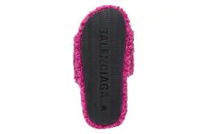 Balenciaga Cities Paris Furry Slides - Pink