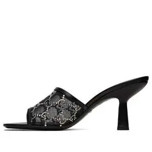 Gucci Gg Mid-heel Slide Sandal - Black