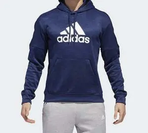 Adidas Pullover Hoodie With Large Logo - Dark Blue