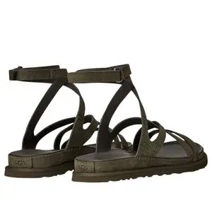 UGG Goldengaze Embossed Ankle Wrap Sandals - Dense Smoke
