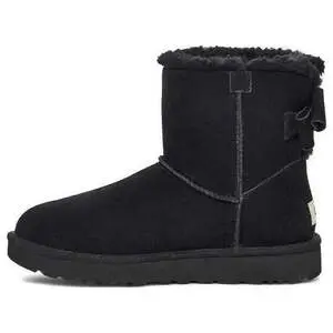 UGG Mini Bailey Suede Bow Boots - Black