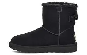 UGG Mini Bailey Suede Bow Boots - Black