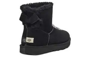 UGG Mini Bailey Suede Bow Boots - Black