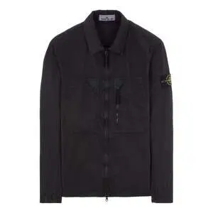 Stone Island Brushed Cotton Canvas Zip Shirt Jacket - Black