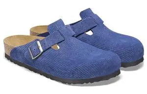 BIRKENSTOCK Boston Suede Embossed Clogs - Blue