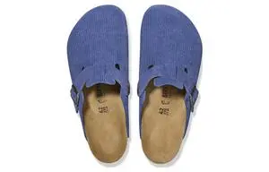 BIRKENSTOCK Boston Suede Embossed Clogs - Blue