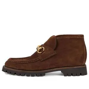 Gucci Suede Horsebit Ankle Boots - Brown