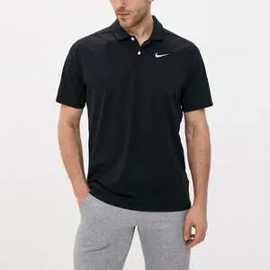 Nike Casual Solid Color Breathable Short Sleeve Polo Shirt Black