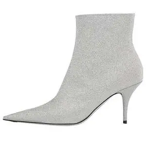 Balenciaga 85mm Knife Glitter Boots - Silver