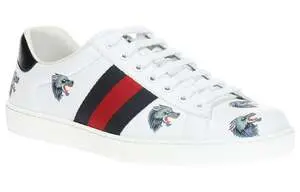 Gucci Ace Leather Wolf Sneakers - White/red/dark Blue