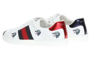 Gucci Ace Leather Wolf Sneakers - White/red/dark Blue