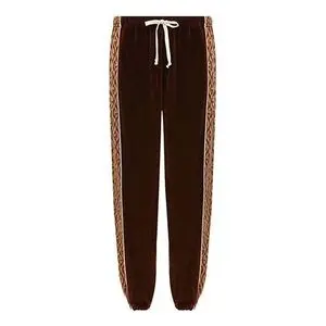 Gucci Gg Rhombus Velvet Track Pants - Brown