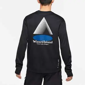 Nike Wizard Island Casual Sports Round Neck Printing Long Sleeves Pullover - Black