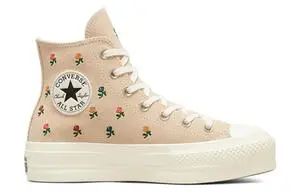 CONVERSE Chuck Taylor All Star Lift Platform High Top Embroidered Roses Sneakers - Creamyellow