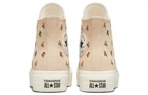 CONVERSE Chuck Taylor All Star Lift Platform High Top Embroidered Roses Sneakers - Creamyellow